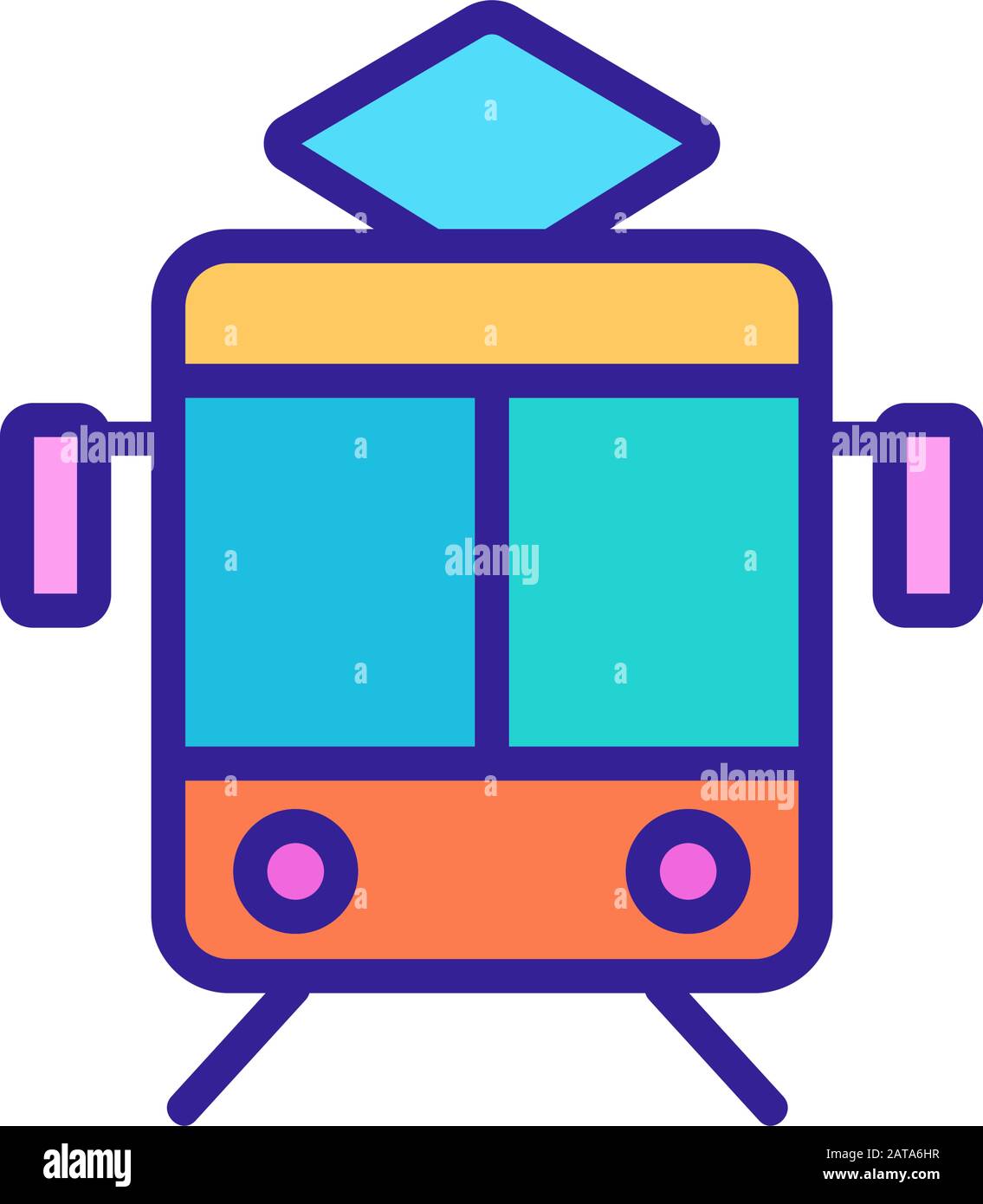 Sur les rails de tramway vecteur icône. Illustration symbole contour ...