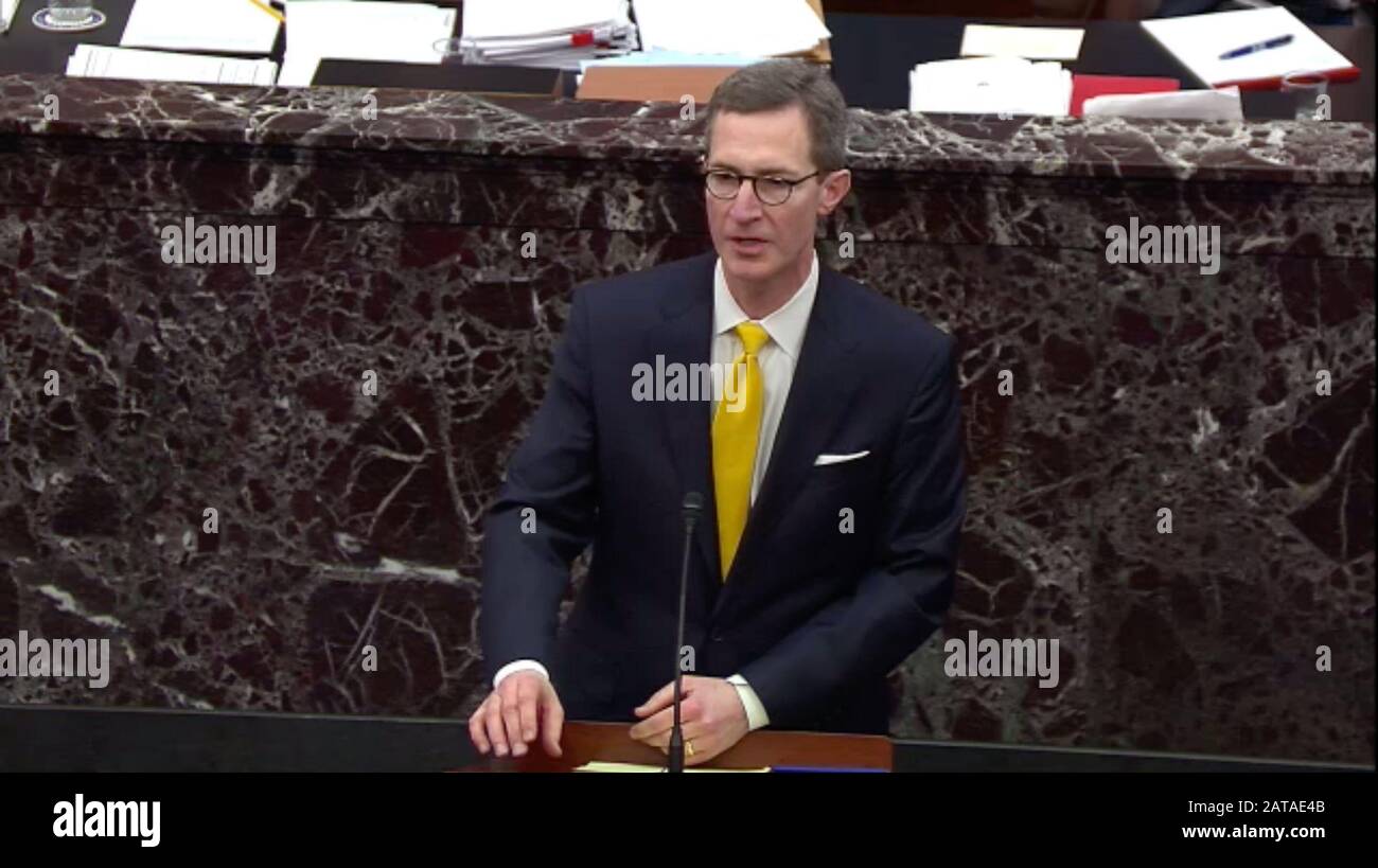 Sur cette image de la télévision du Sénat des États-Unis, Patrick ...