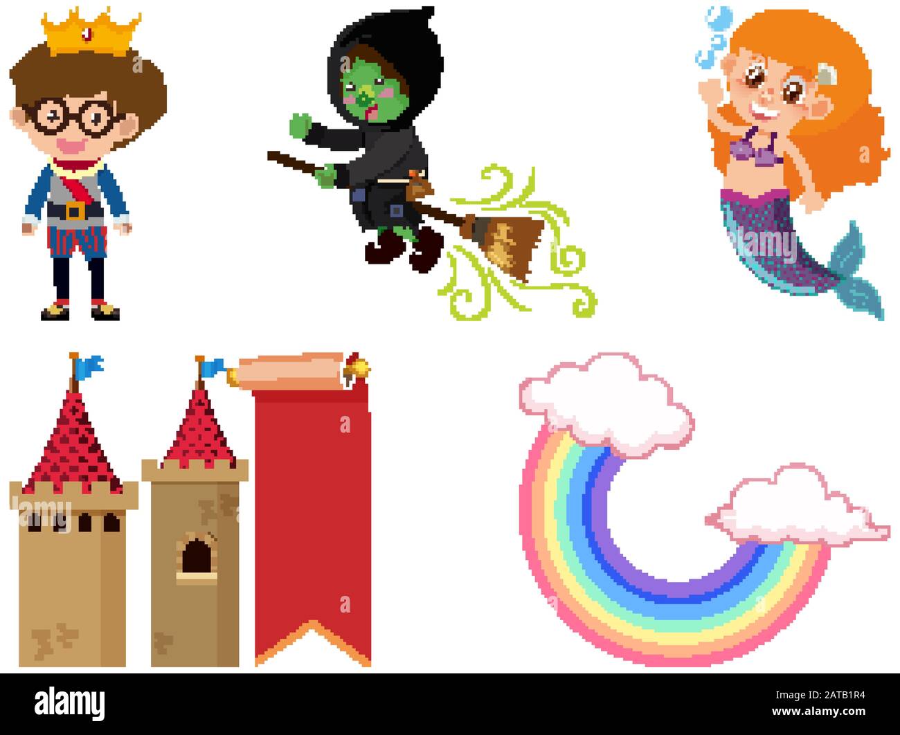 Ensemble d'objets isolés contes thème illustration Image Vectorielle ...