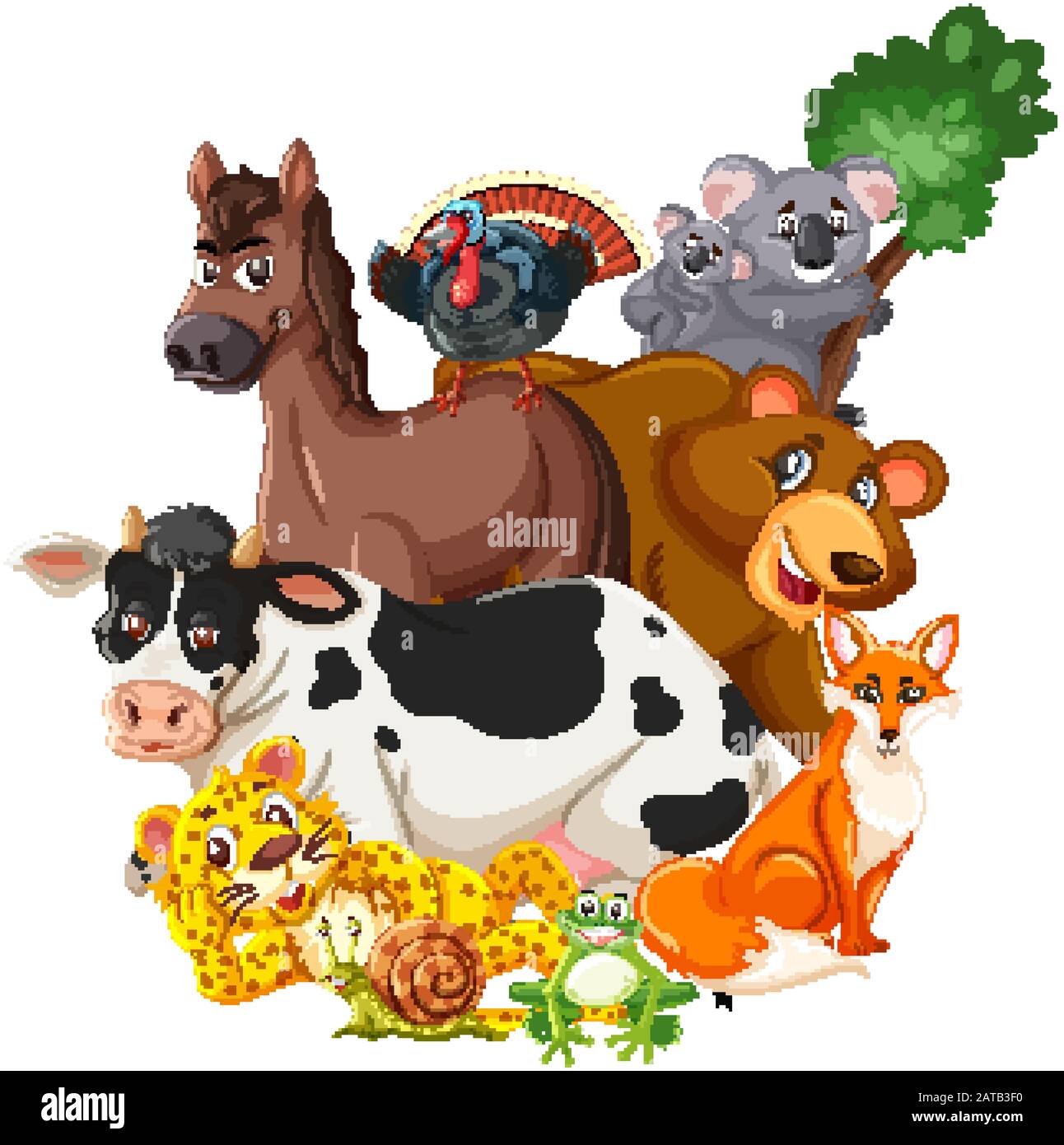 Différents types d'animaux sauvages sur fond blanc illustration Image ...