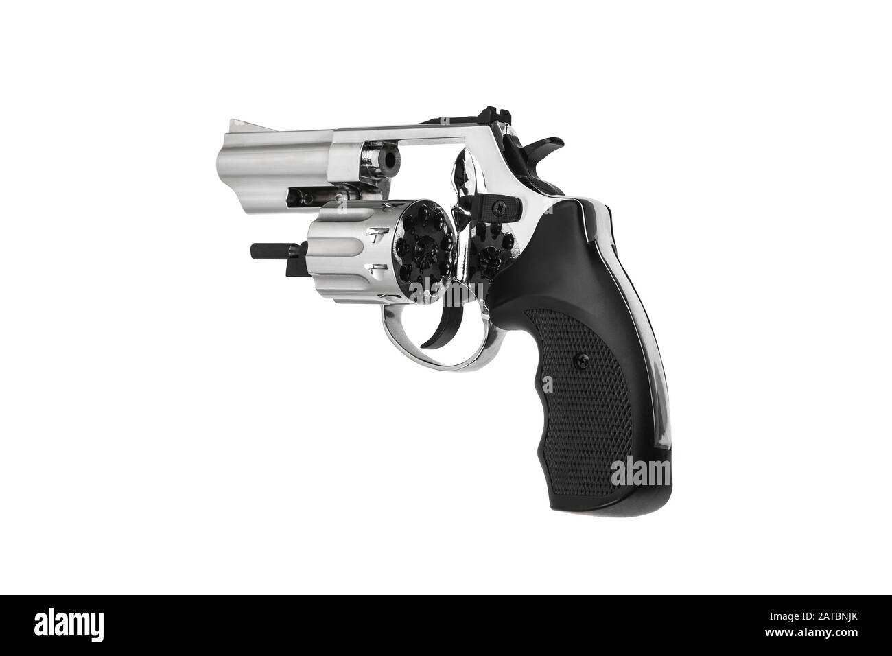 le revolver à canon argenté s'isole sur fond blanc. Armes pour le sport ...