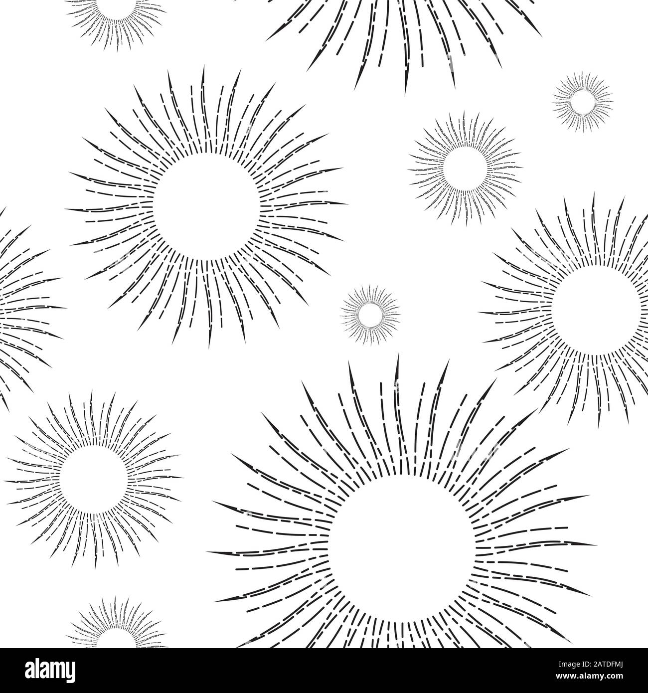 Rayons de soleil modèle homogène dans le style vintage. Dessin linéaire ...