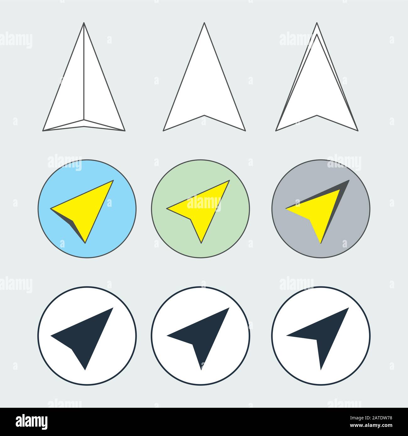 Le pointeur de navigation présente un jeu d'icônes de ligne fine plate ...