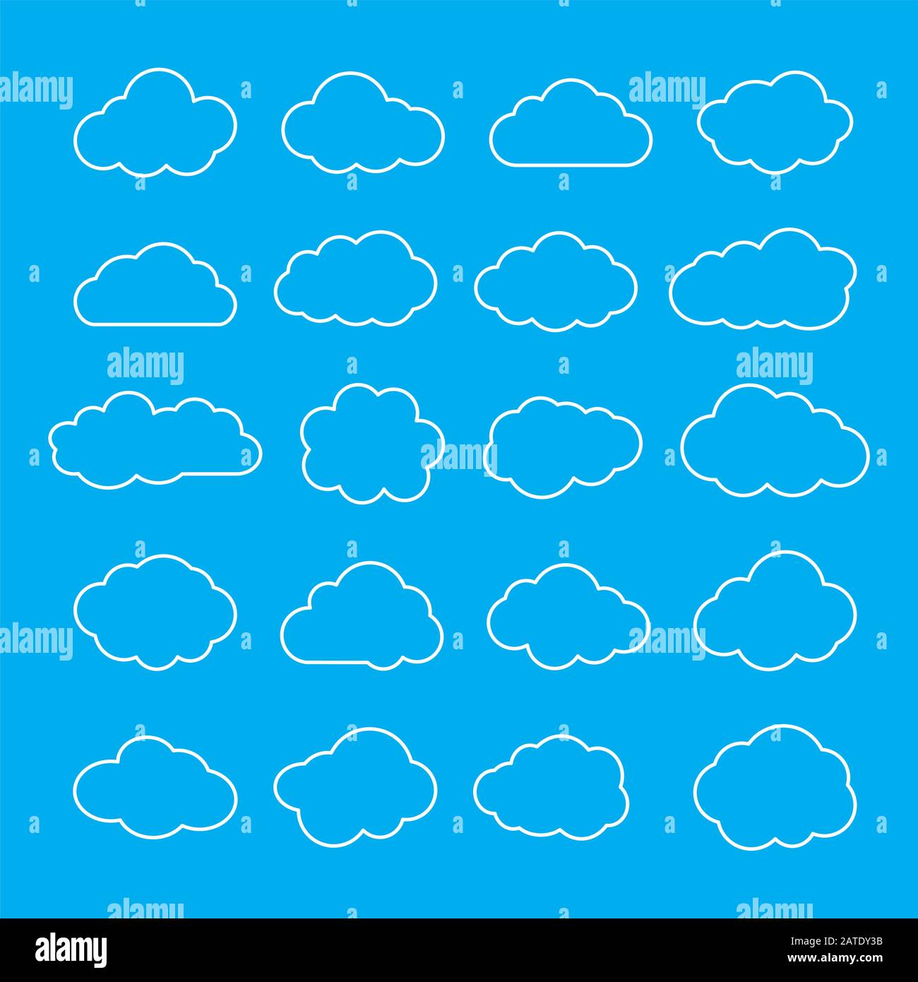 Nuages. Le nuage forme un jeu d'icônes de ligne mince. Symboles de ...