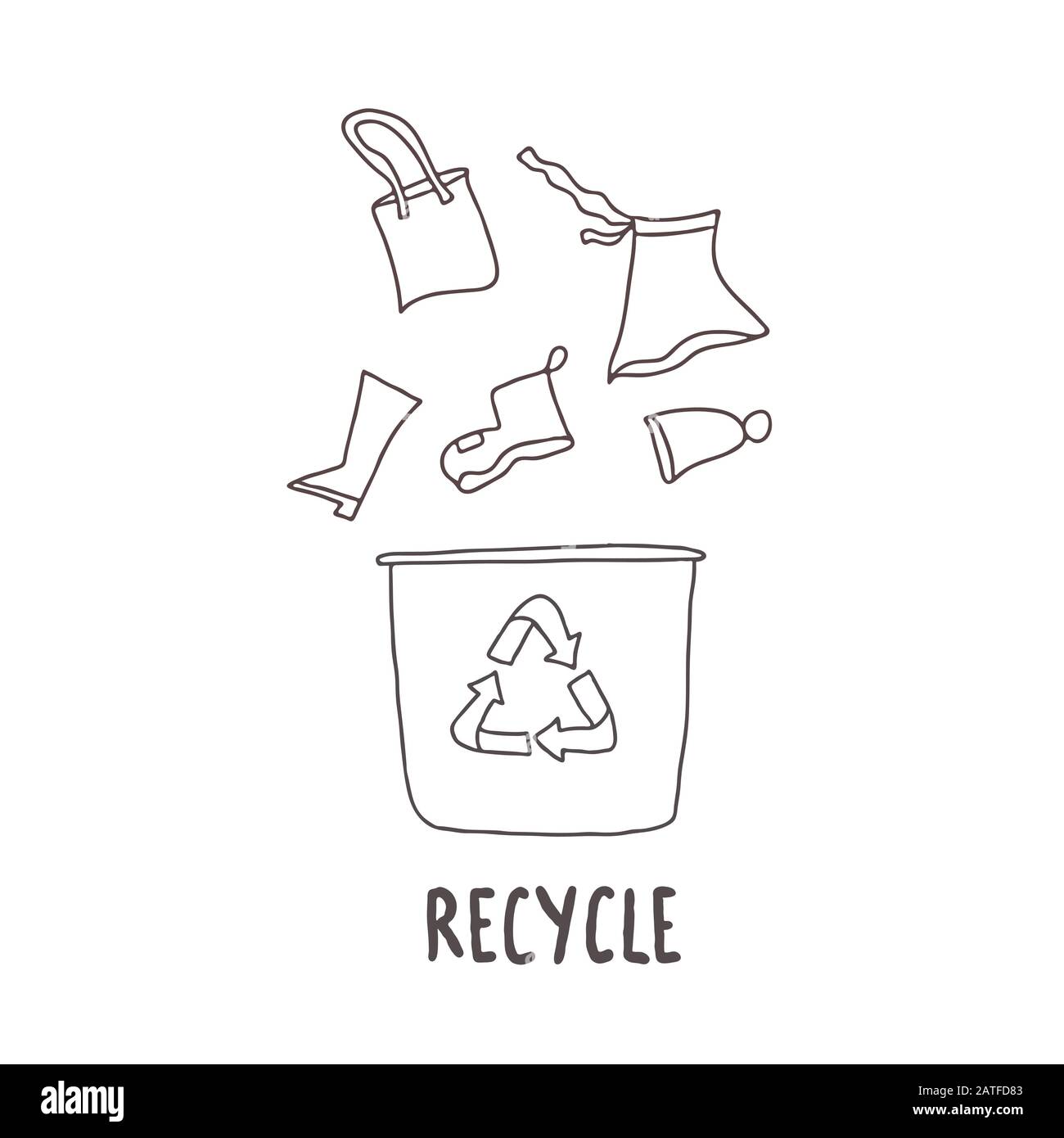 Symbole De Recyclage Recyclage Des Vêtements Panneau Isolé Sur Fond