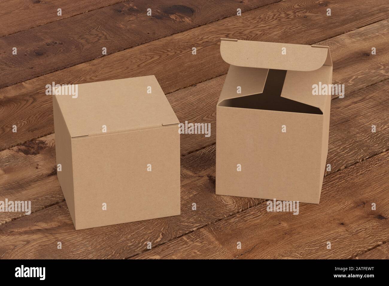 Boîte-cadeau cube en carton vierge avec couvercle à rabat articulé ...