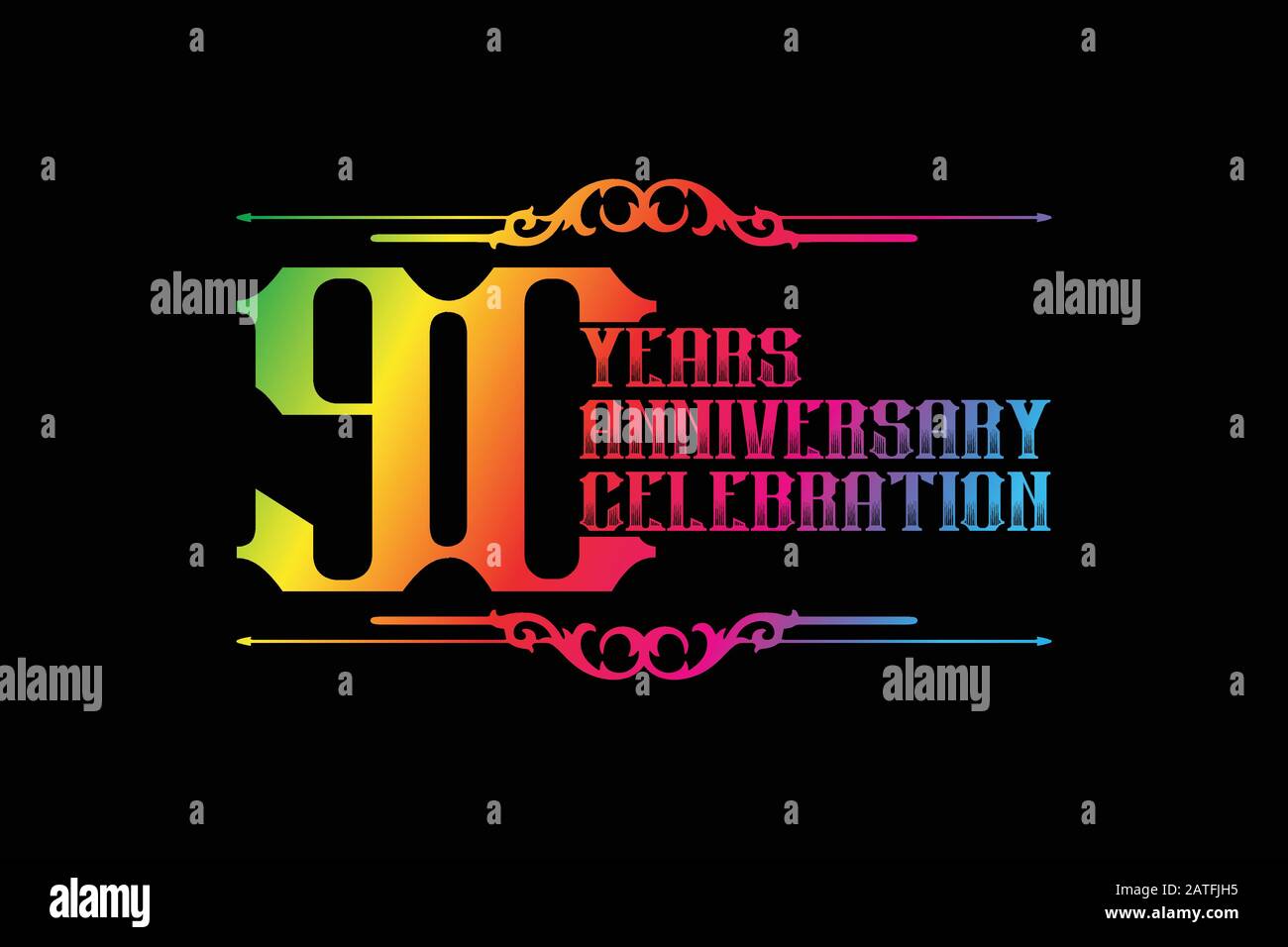 modèle de logo anniversaire 90 ans, célébration anniversaire de design ...