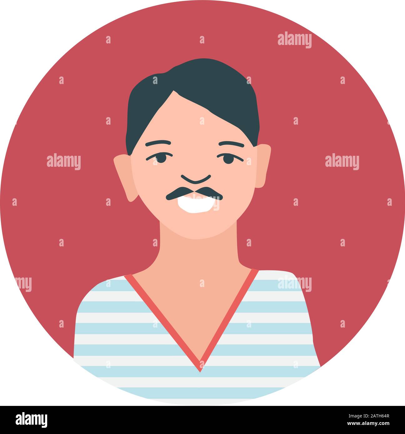 Cercle coloré sur le visage d'un homme dans un style plat. Icône de ...