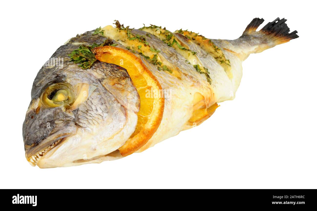 Poisson entier cuit cuit Banque d'images détourées - Alamy