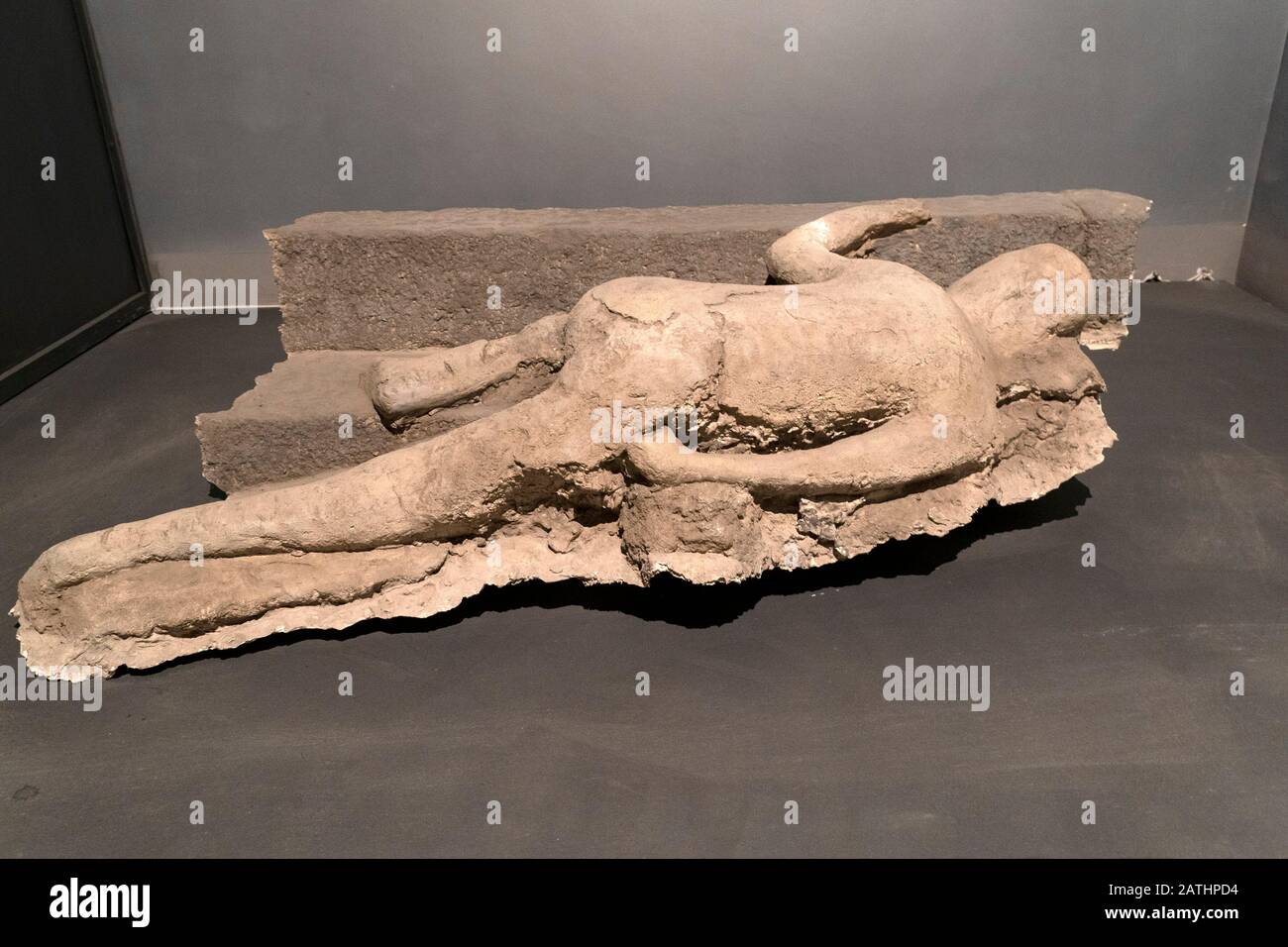 les ruines anciennes de pompéi sont le détail de la statue du corps en ...