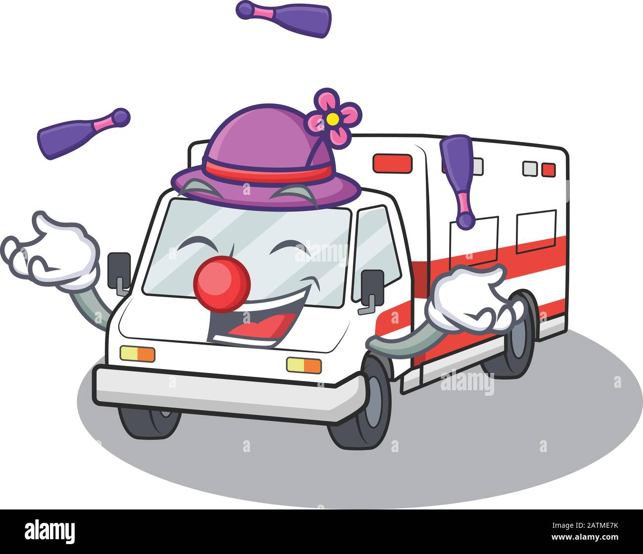 Smart ambulance dessin de personnage de dessin animé jouant à Juggling ...
