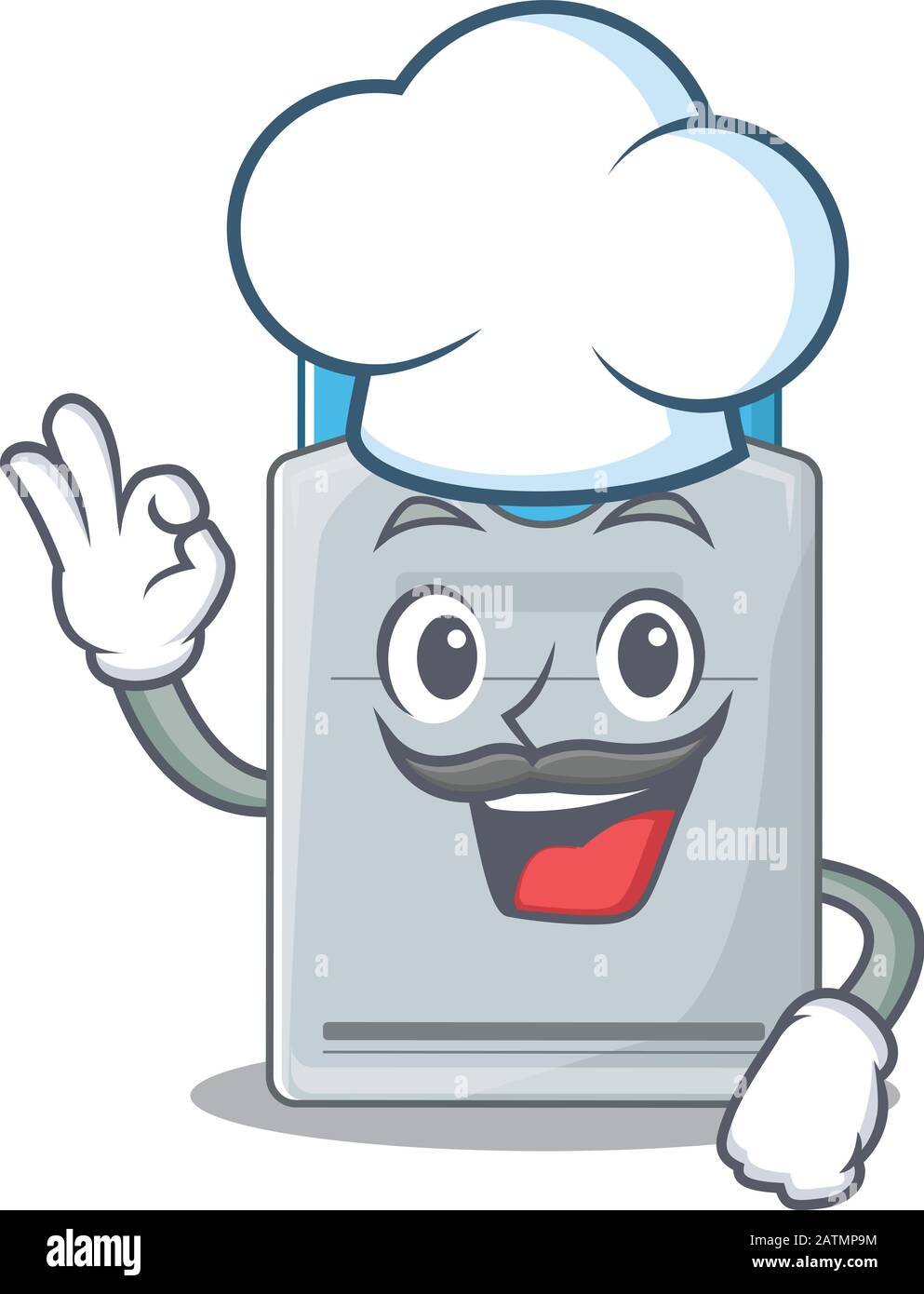 Carte-clé personnage de dessin animé portant costume de chef et chapeau ...