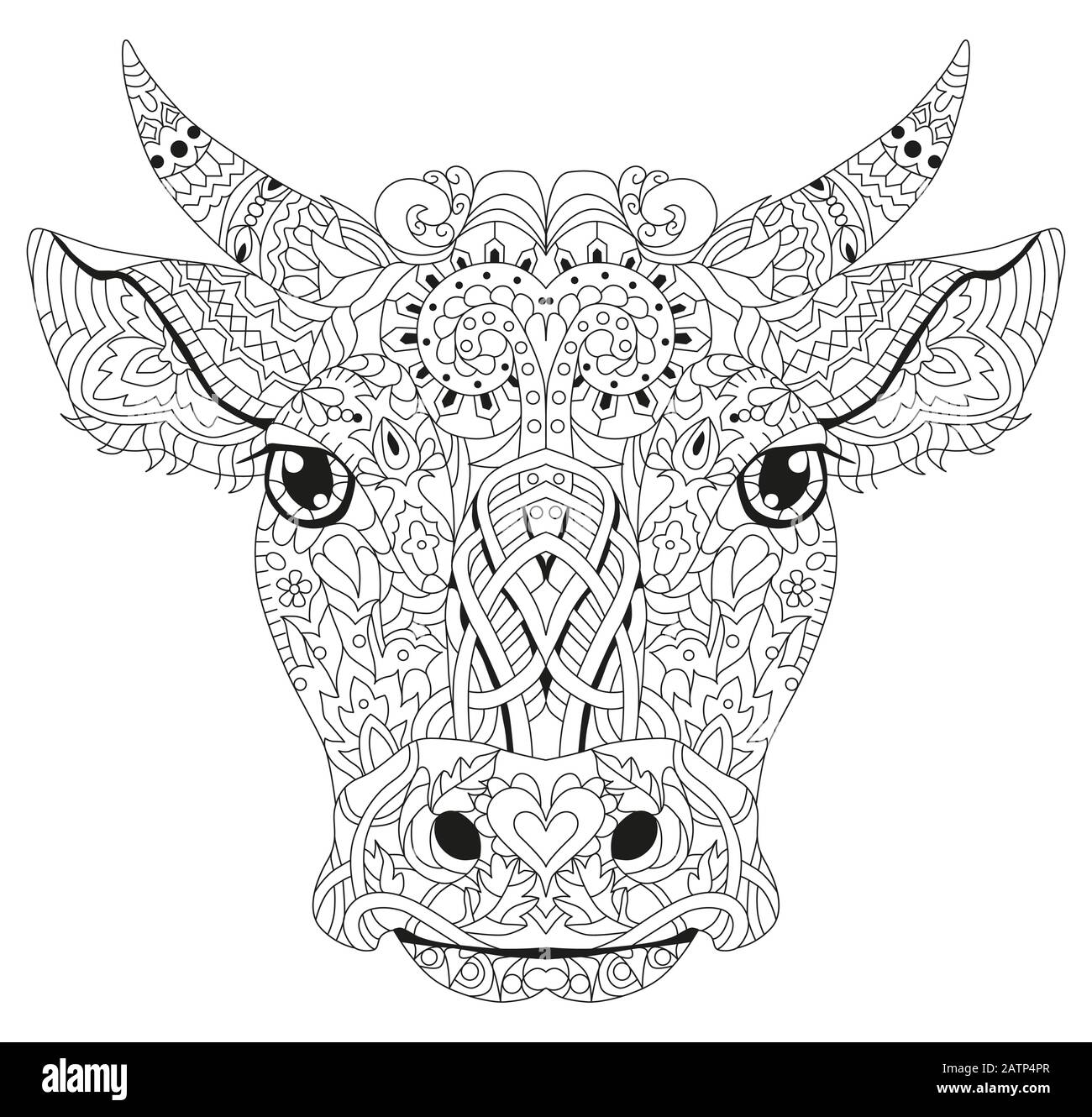 Tête à motif du taureau, illustration vectorielle dans le style ...