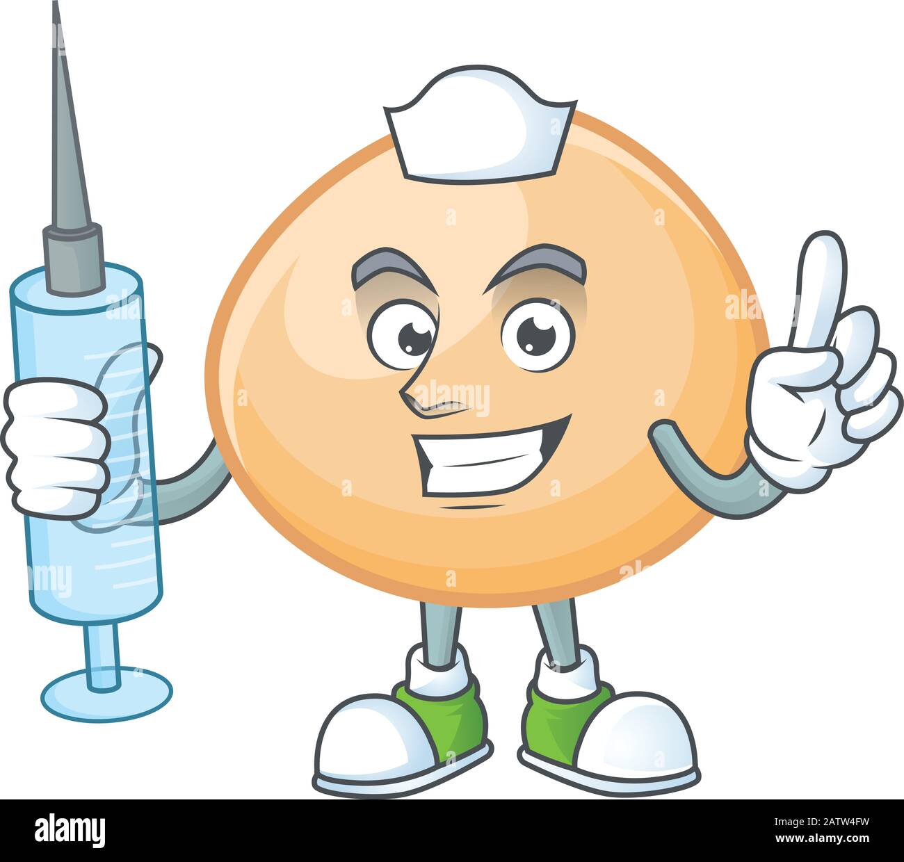Smiley infirmière brun hoppang personnage de dessin animé avec une ...