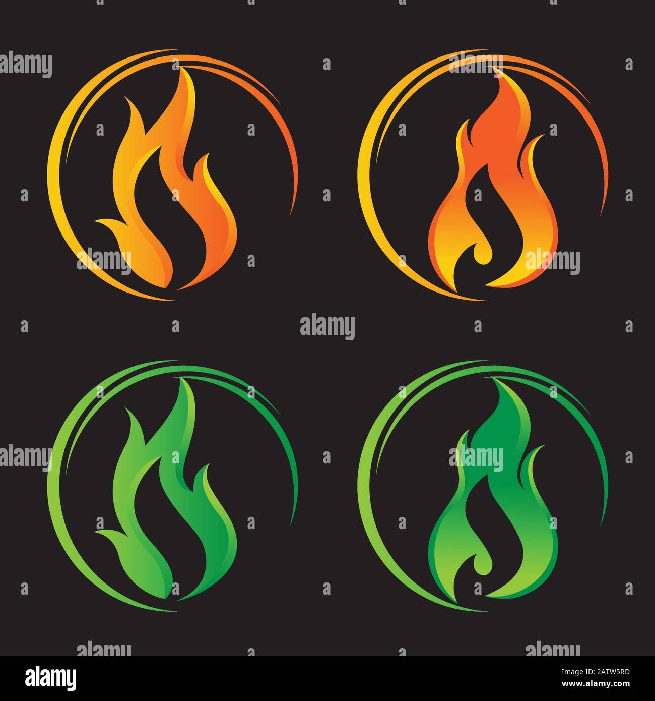 Icône incendie plate, icône incendie application, icône incendie Web ...