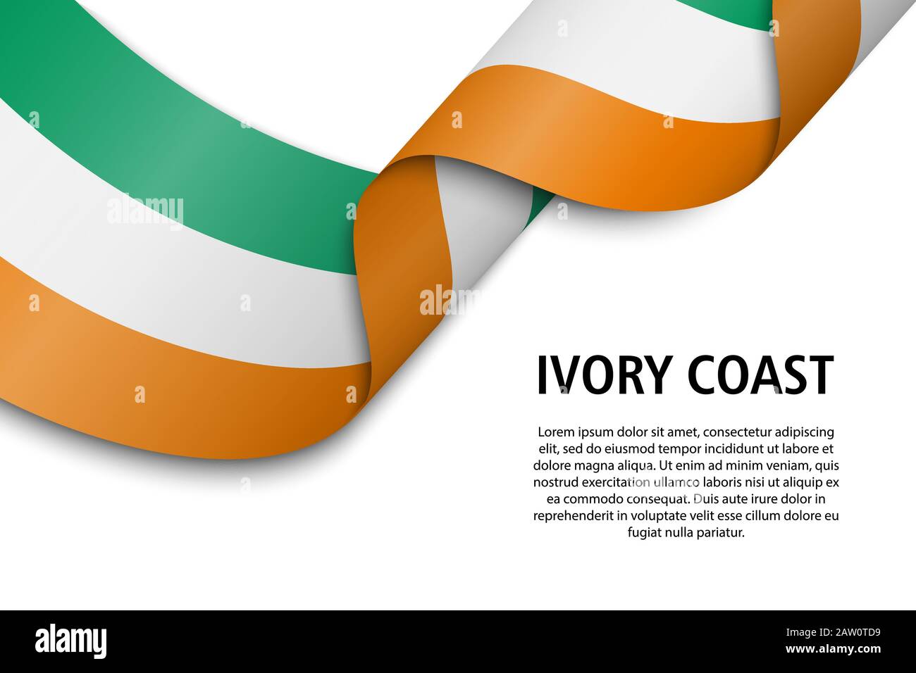 Forme un ruban ou une bannière avec drapeau de la Côte d'Ivoire. Modèle ...