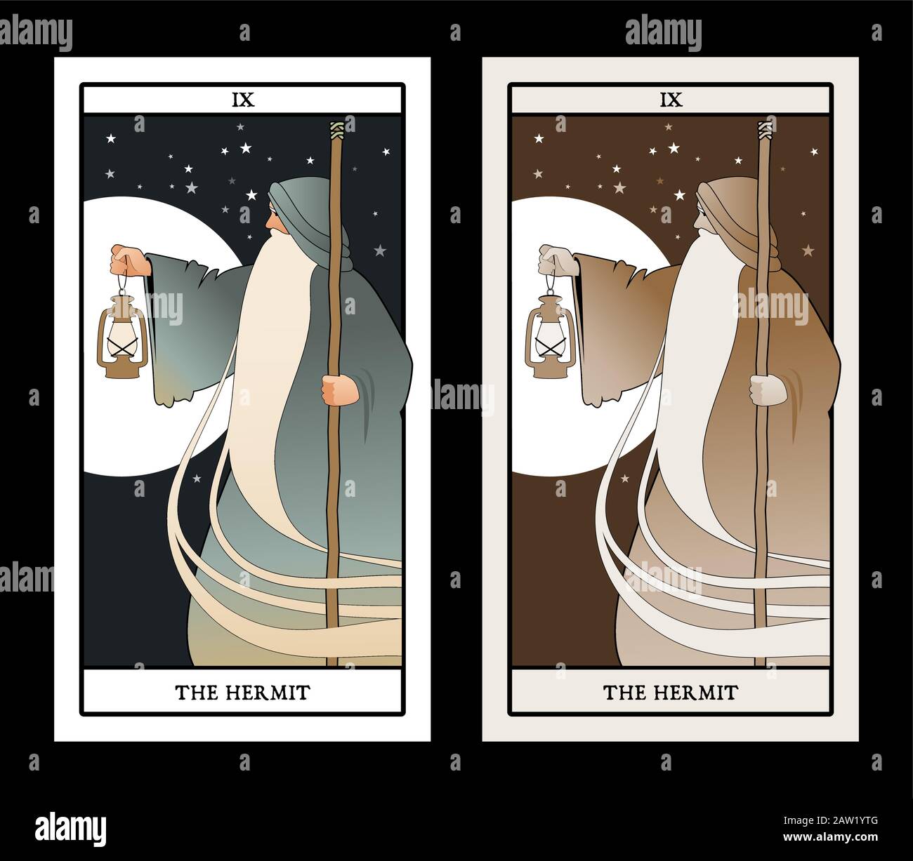 Carte de tarot ermite Banque d'images vectorielles - Alamy