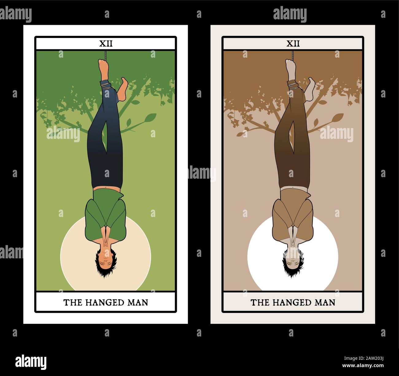 Hanged man tarot card Banque d'images vectorielles - Alamy