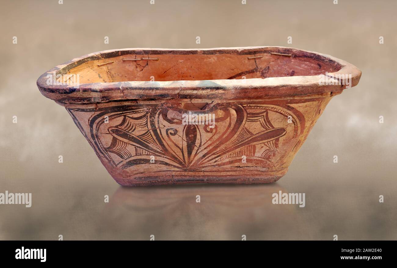 Larnax de bain en poterie Minoan décoré d'une fleur de crcus stylisée ...