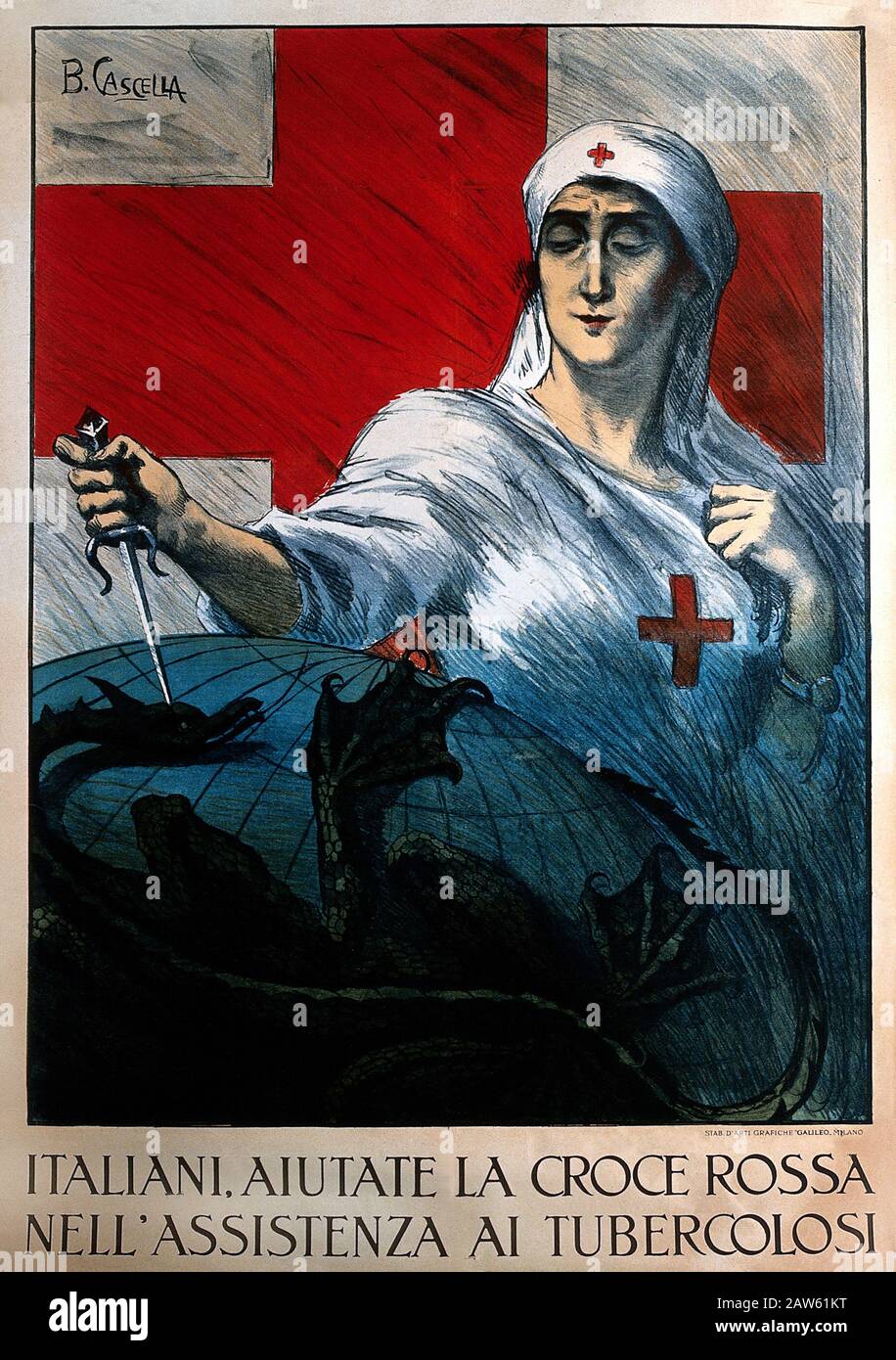 1920 CA , ITALIE : la Croix-Rouge italienne dans une affiche de ...