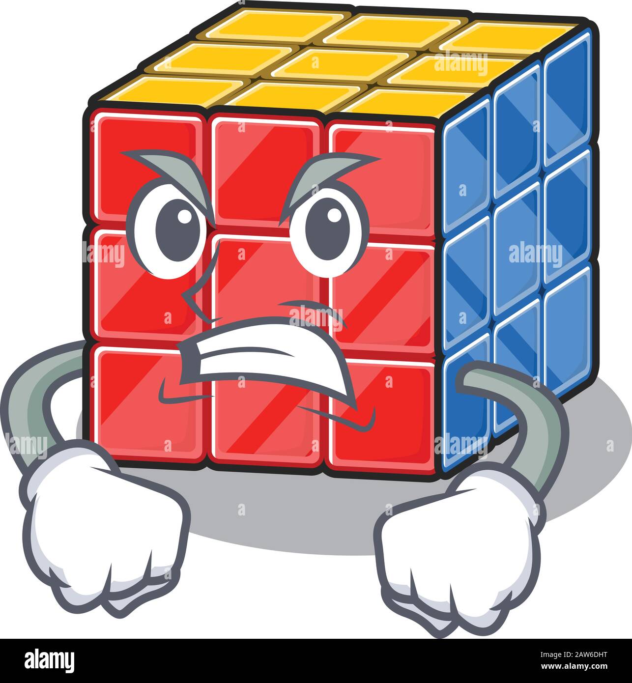 Rubic cube dessin animé style personnage ayant le visage en colère ...