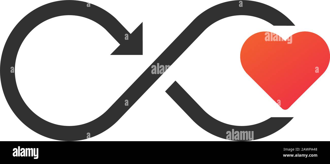 signe infini avec coeur et flèche de mouvement. Logo romantique moderne ...