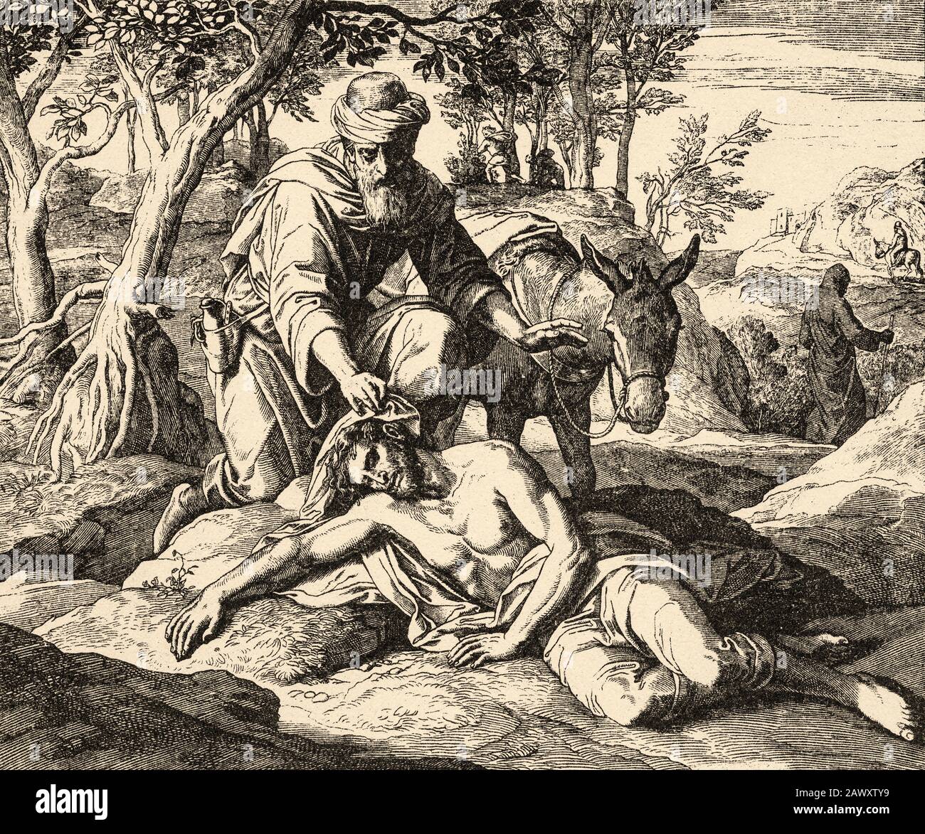 Bon Samaritain. Parabole du Bon Merciful Samaritan. Livre de Luc ...