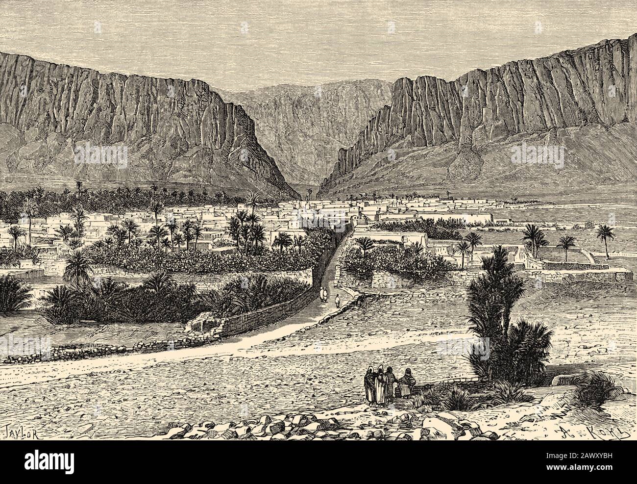 La Gorge D'El-Kantara, Tunisie. Afrique Du Nord. Ancienne illustration de gravure du livre Nueva ...