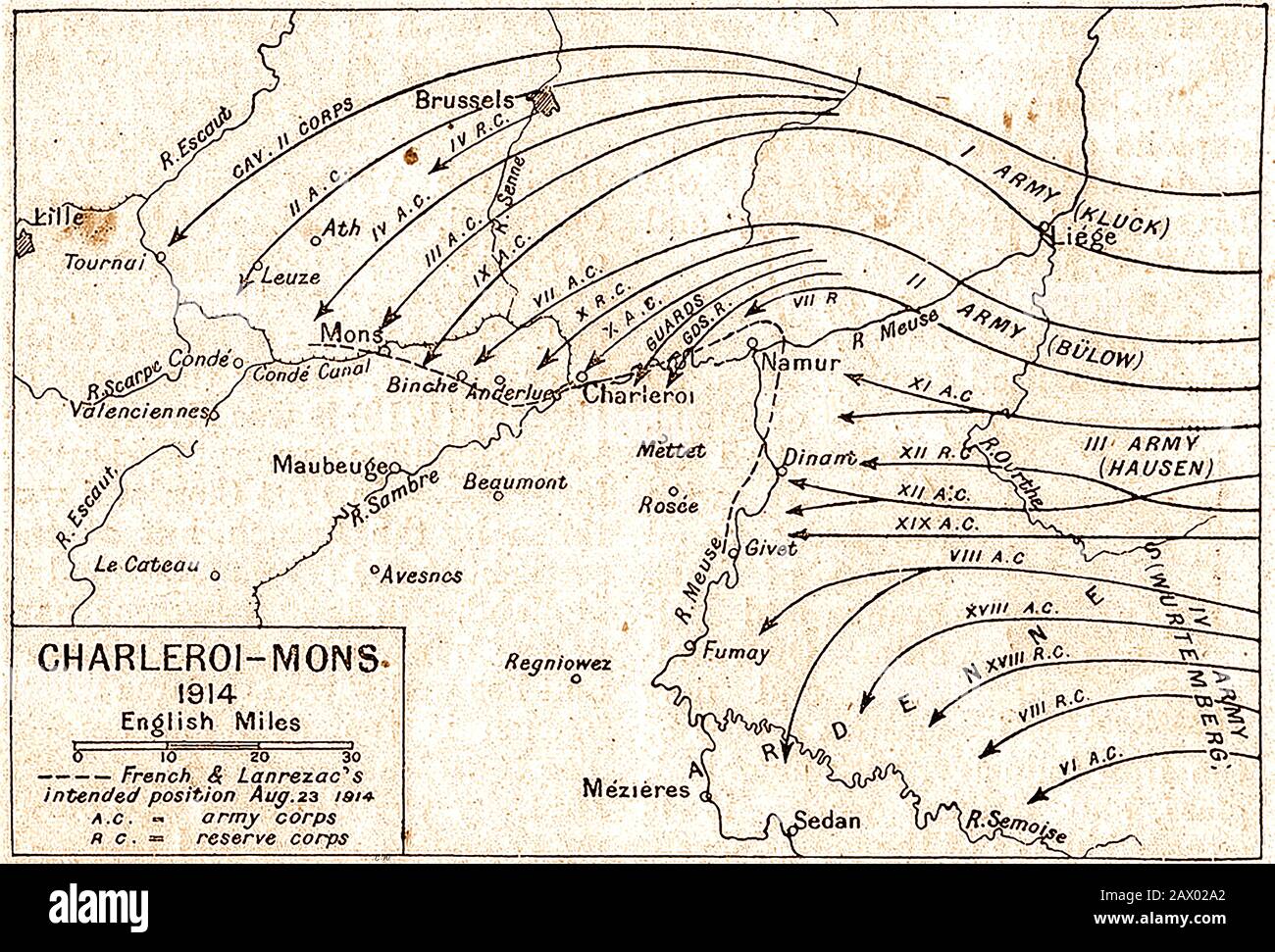 Carte des lignes de bataille de la première guerre mondiale Banque de ...
