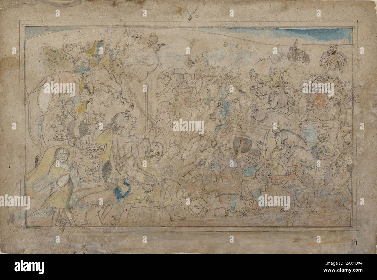 Durga, Kali, et Cinq Matrikas bataille l'armée de Daitya du démon ...