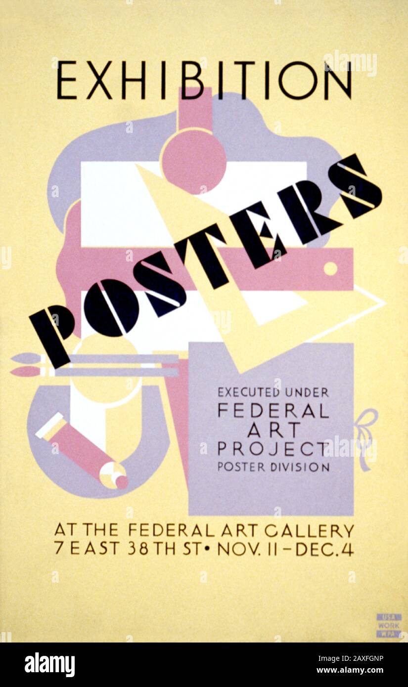 1941 , Etats-Unis : Affiches exposition Exécutée sous la division ...