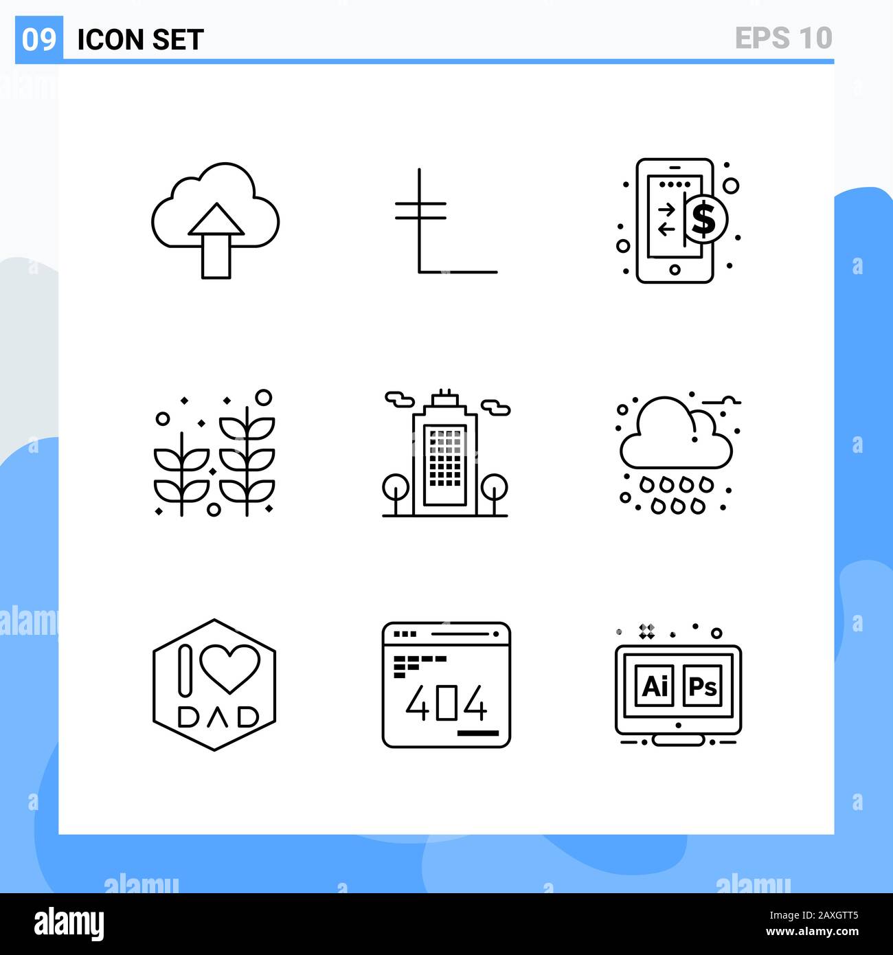 Icônes modernes de style 9 lignes. Symboles de contour à usage général ...