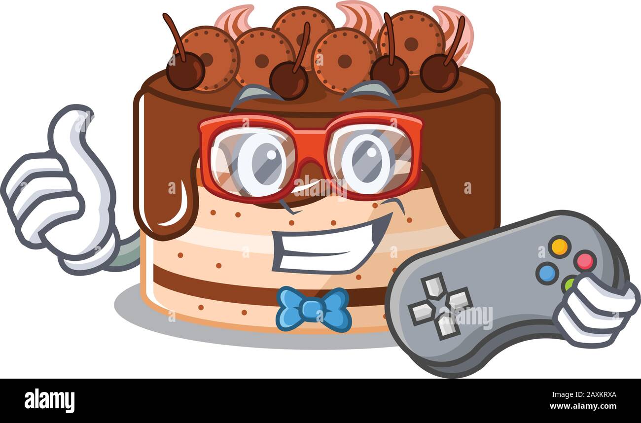 Smiley gamer gâteau au chocolat dessin animé style mascotte Image ...