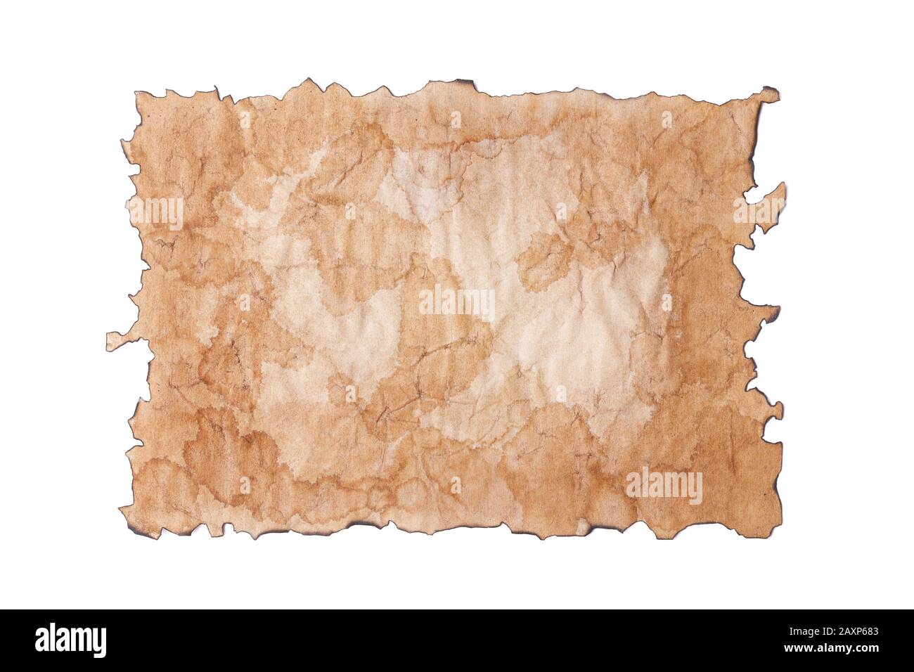 Vue de dessus sur une feuille de papier blanc ancien déchiré de shabby ...