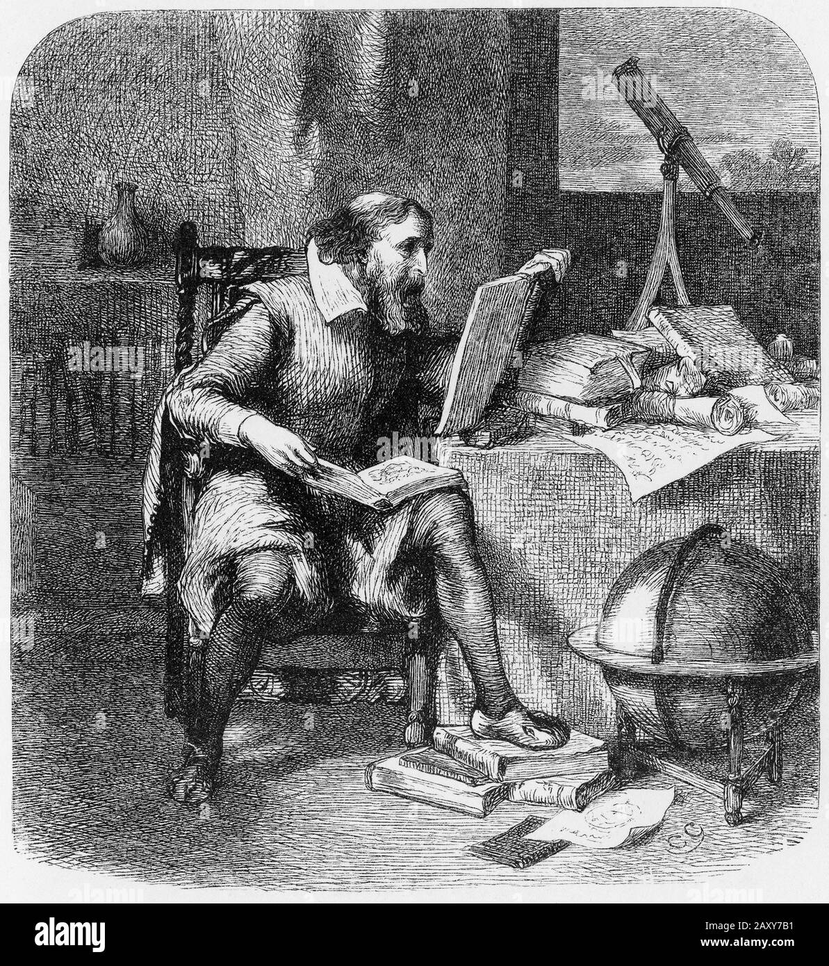 Portrait gravé de John Davis (c. 1550 – 1605) l'un des navigateurs ...