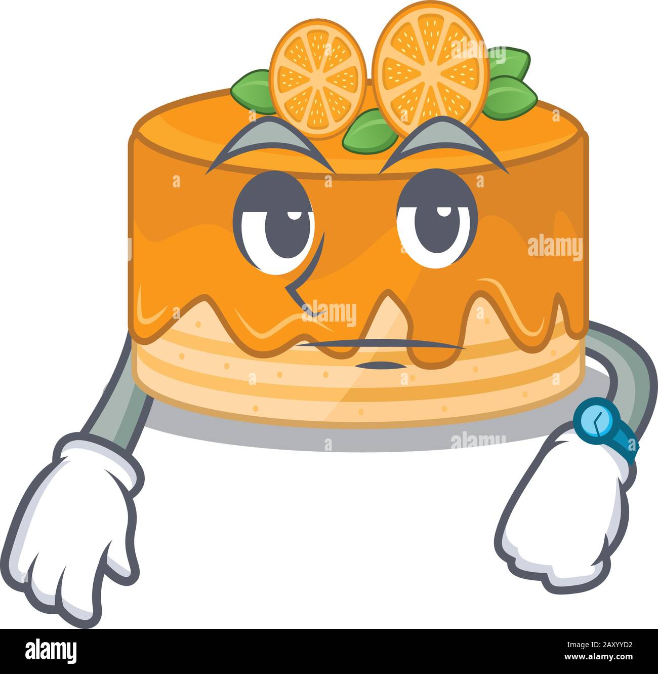 dessin de personnage de dessin animé de gâteau orange sur un geste d ...