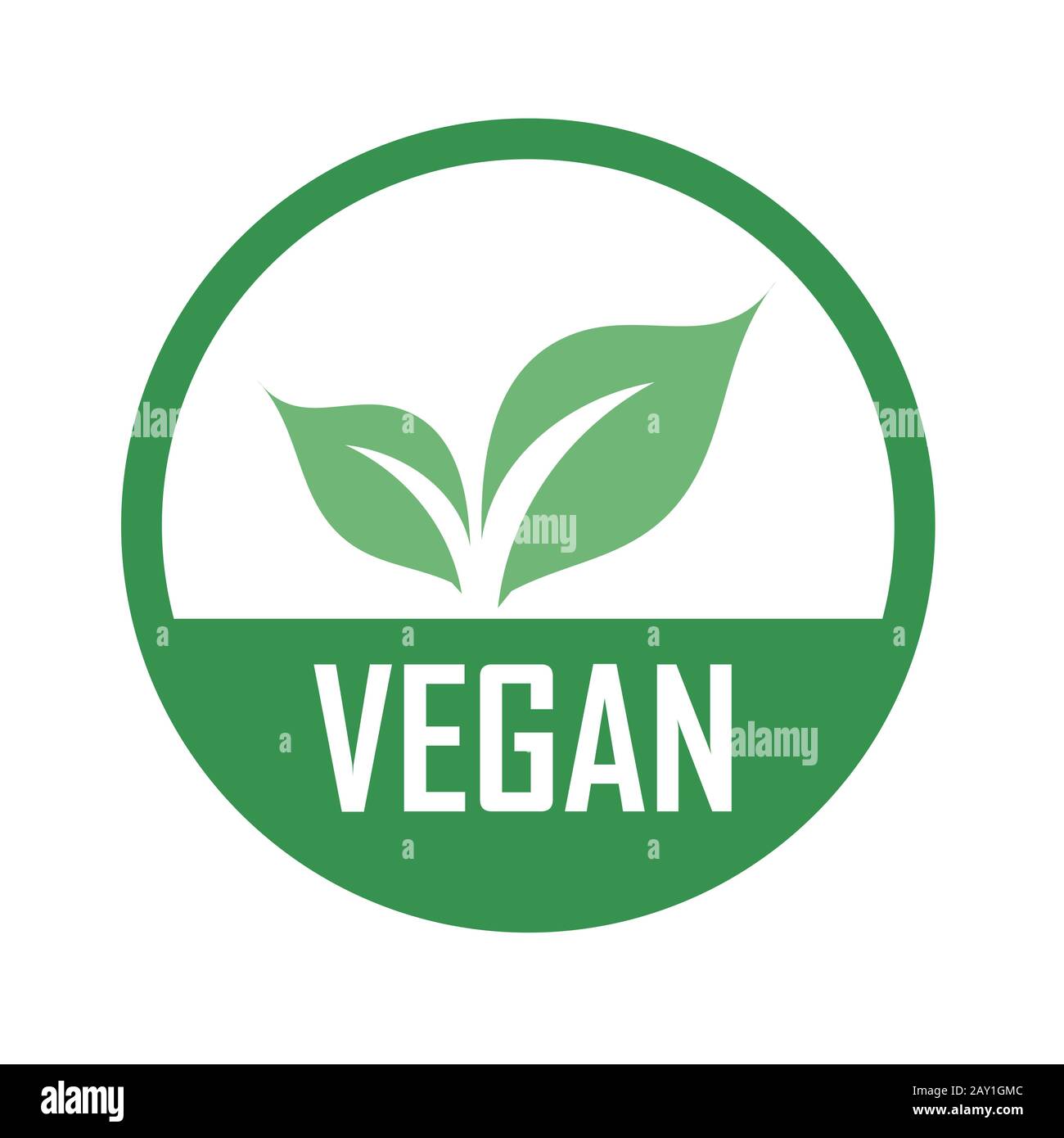 Logo végétalien avec des feuilles vertes pour l'alimentation ...
