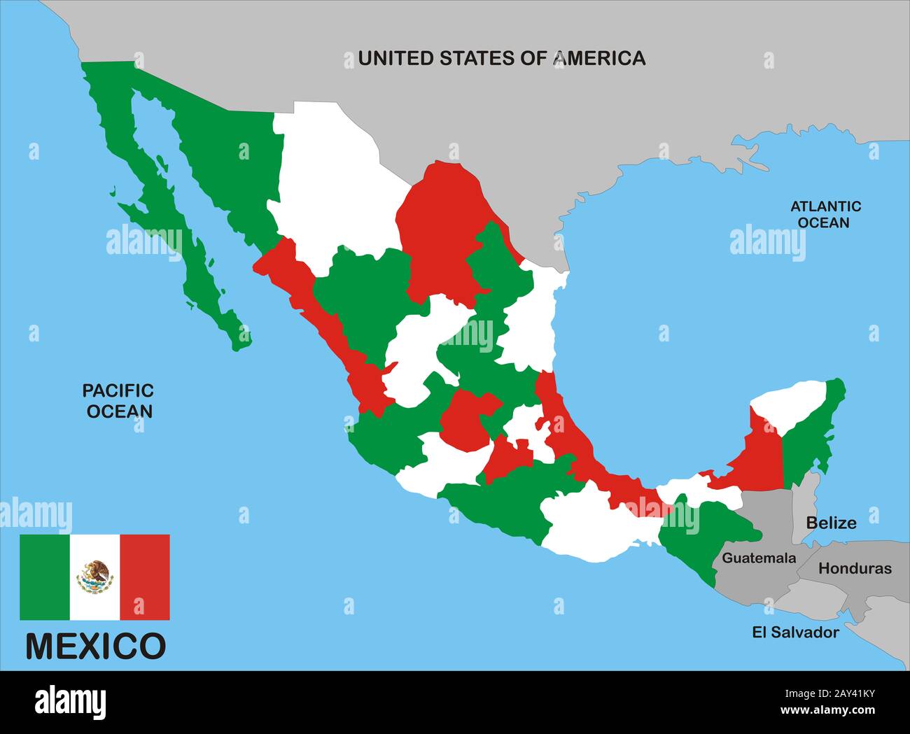Mexico map political map Banque de photographies et d’images à haute ...