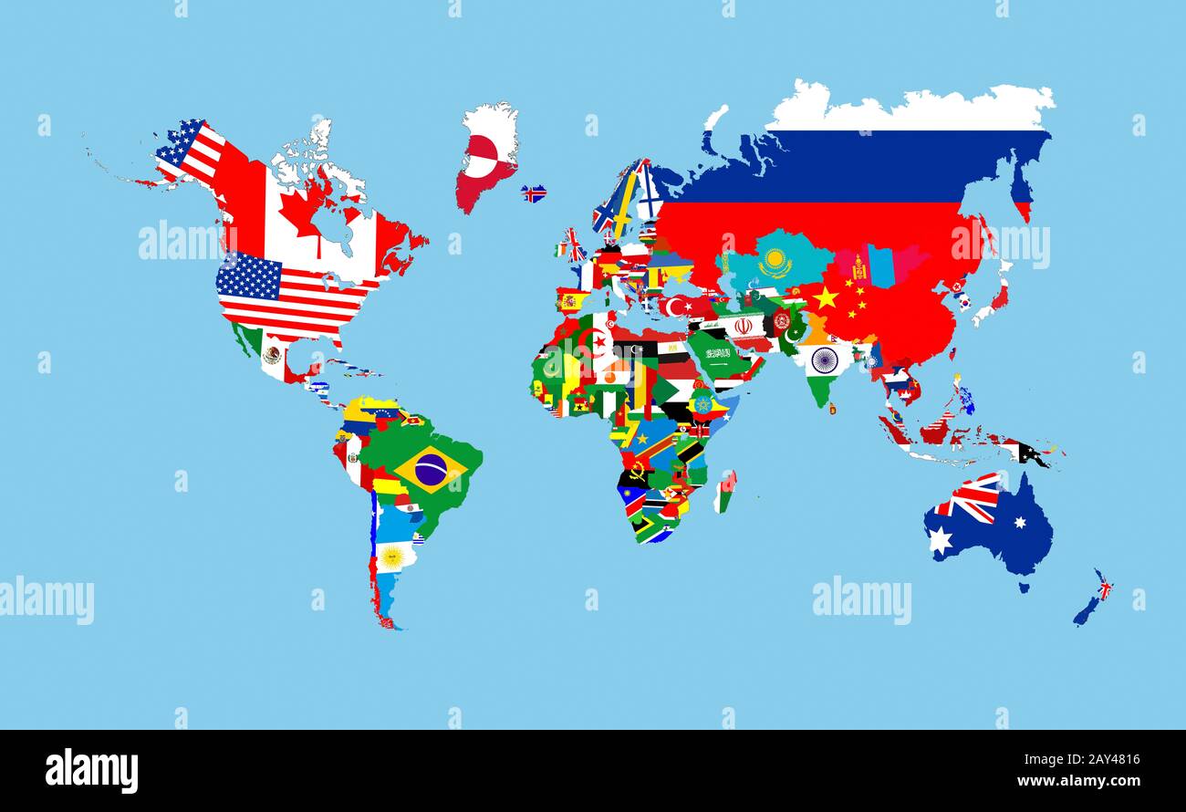 carte des drapeaux du monde Photo Stock - Alamy