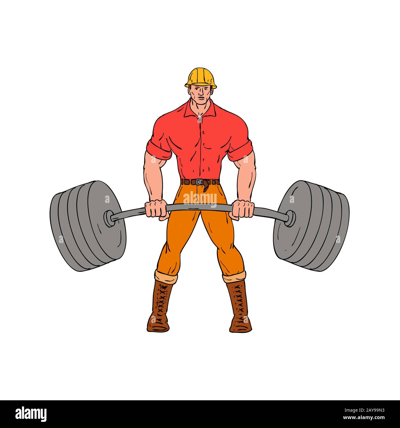 Cartoon man lifting weights Banque d'images détourées - Alamy