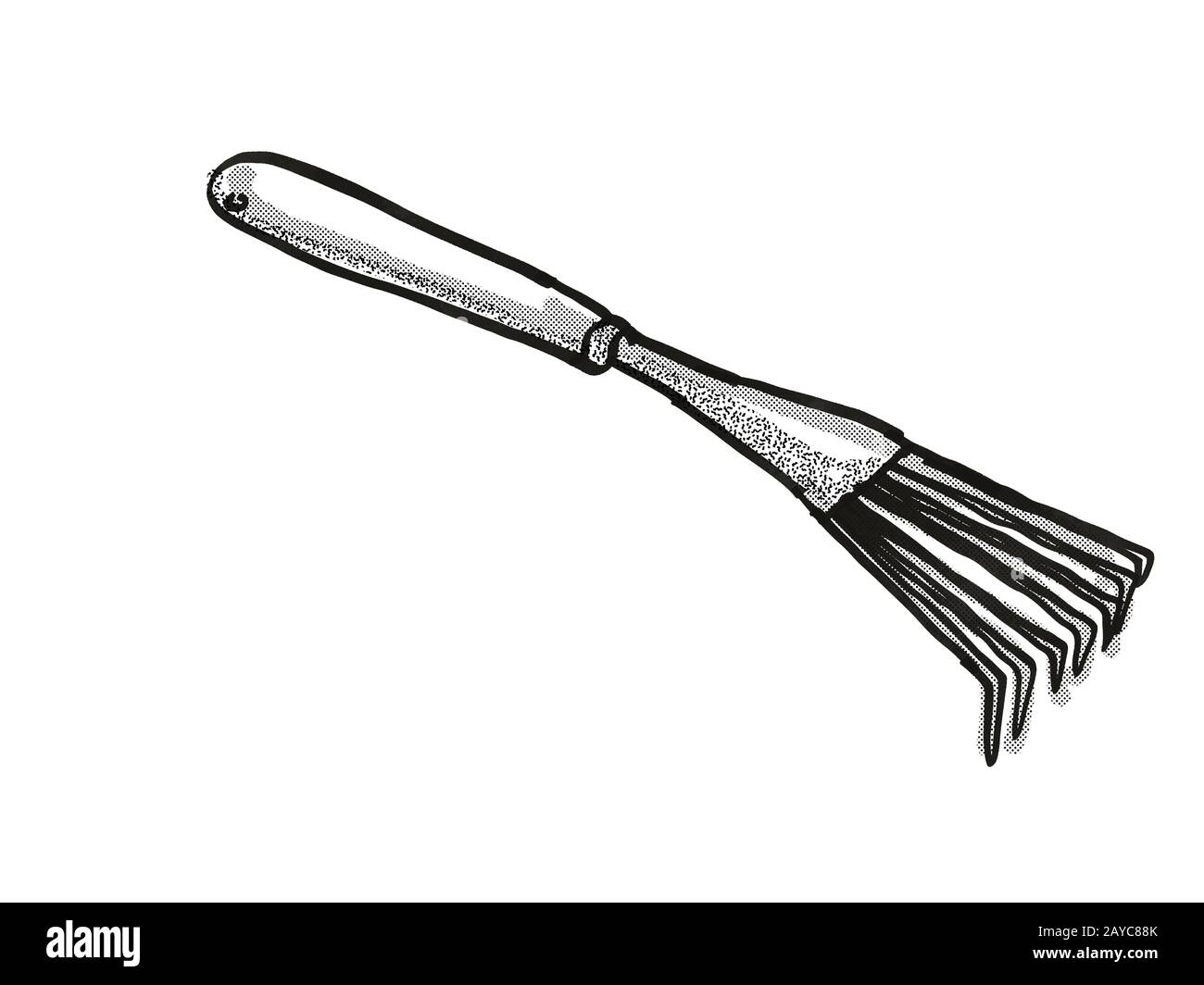Râteau à feuilles à la main Garden Tool Dessin rétro de dessin de ...