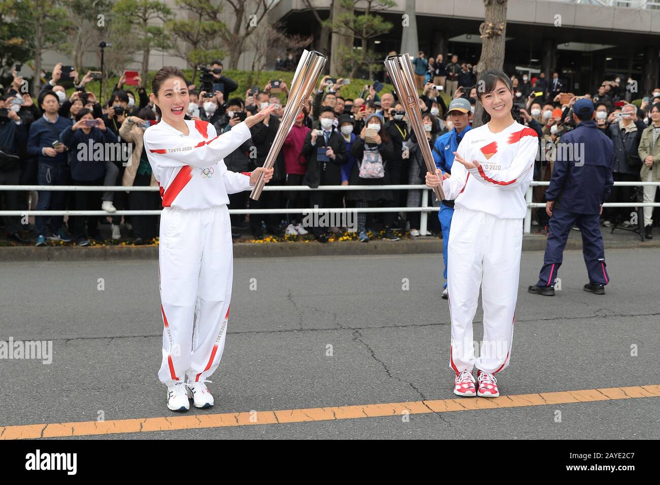 Tokyo, Japon. 15 février 2020. L'ambassadeur officiel du relais de la flamme de Tokyo 2020 ...