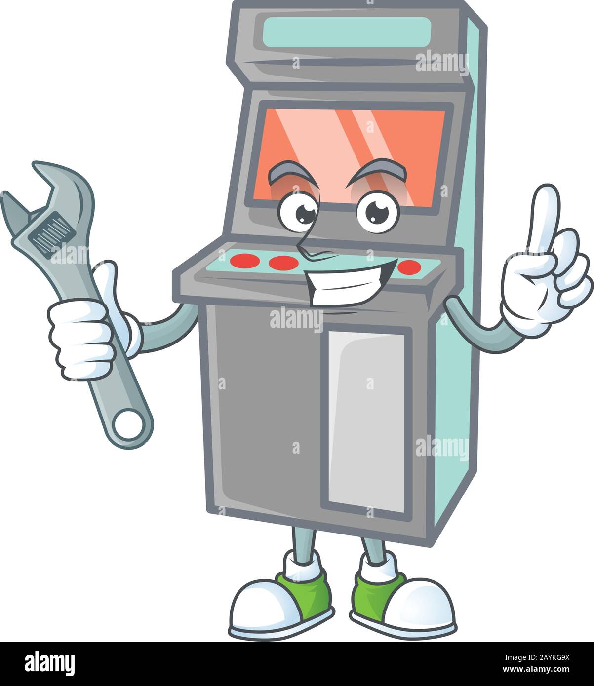 Joyeusement Mechanic arcade jeu machine dessin de personnage de dessin ...