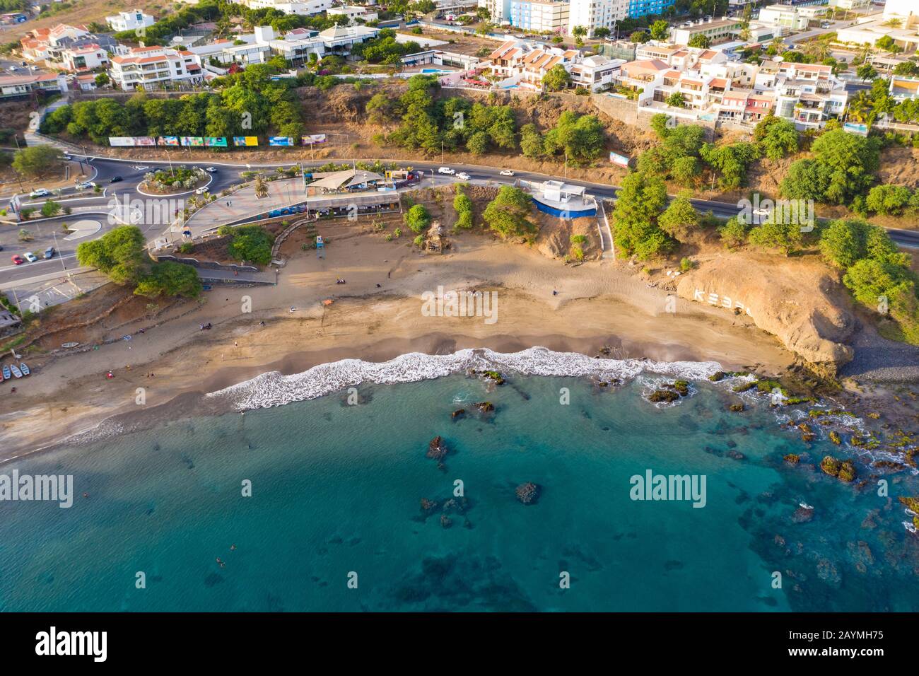 Vue aérienne de Quebra Canela Kebra Kanela - plage de Praia - Santiago ...