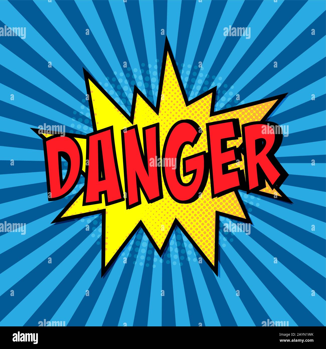 Danger Comic Speech Bubble, illustration vectorielle de dessin animé ...