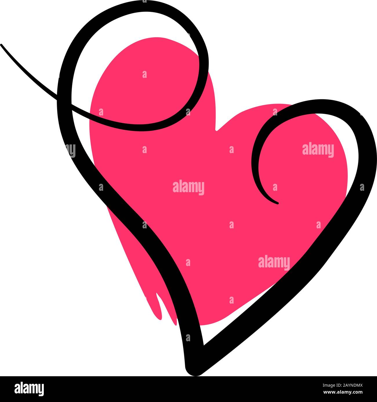 Signe coeur dessiné à la main pour la carte de vœux. Logo vectoriel ...