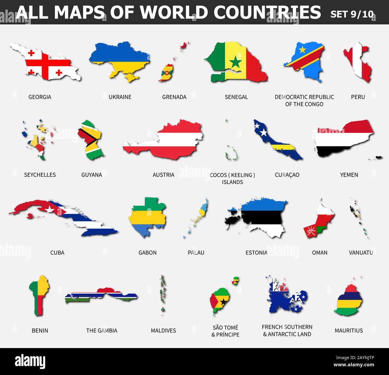 Toutes les cartes des pays et drapeaux du monde . Jeu 9 de 10 ...