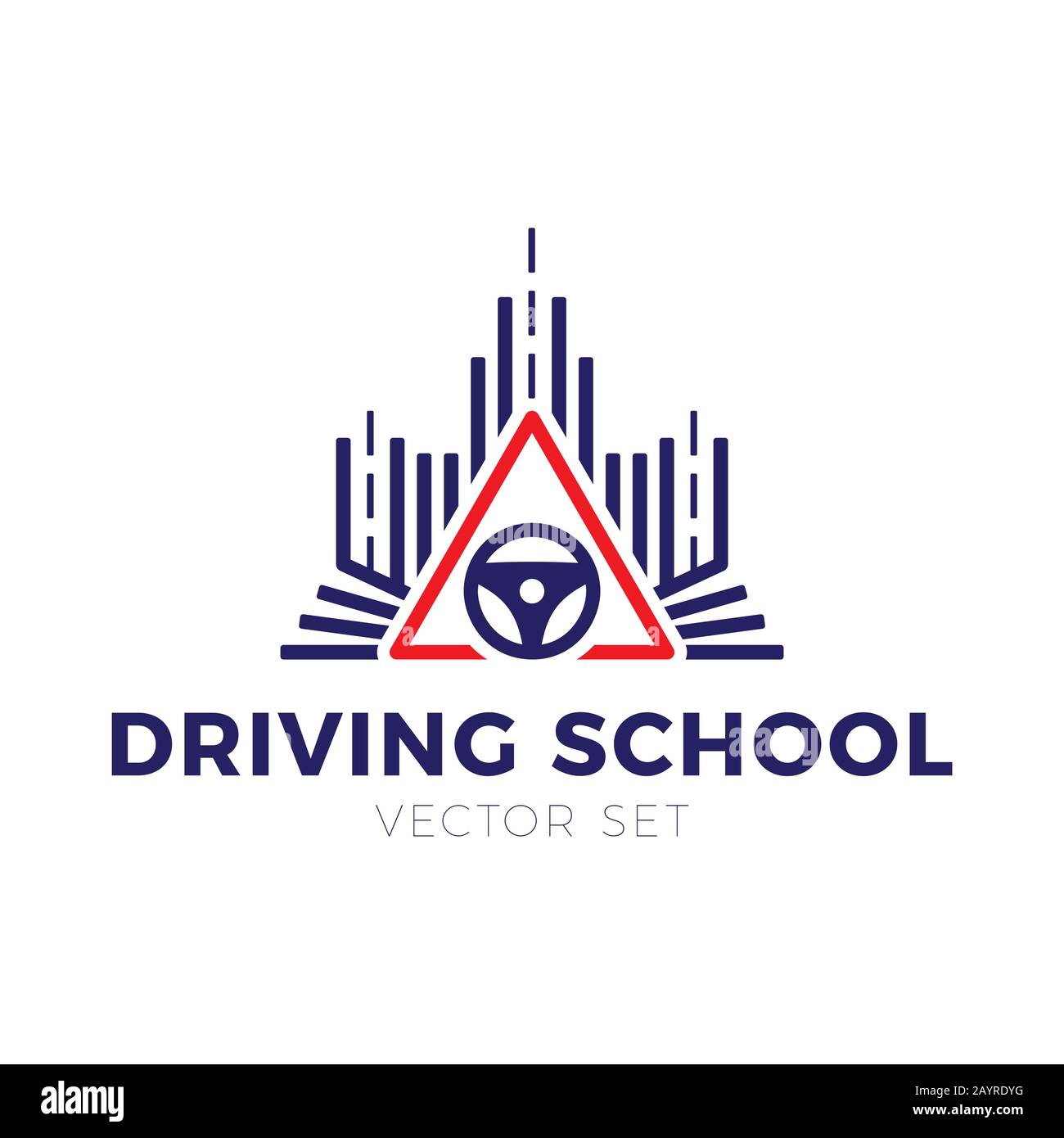 Logo vectoriel de l'école de conduite. Design de livre, roue de voiture ...