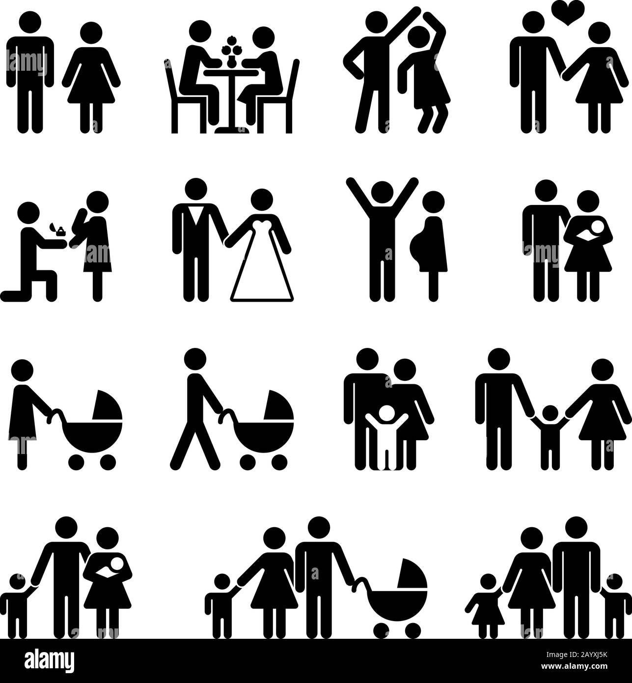 Pictogrammes pictogrammes Banque d'images noir et blanc - Alamy