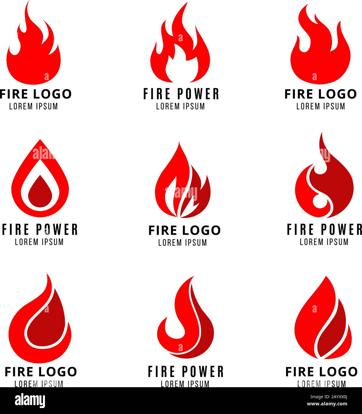 Logo vectoriel défini avec des symboles de vecteur de feu. Icône du ...